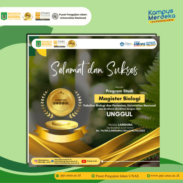 Selamat dan Sukses Program Studi Magister Biologi Memperoleh Akreditasi UNGGUL – PPI UNAS
